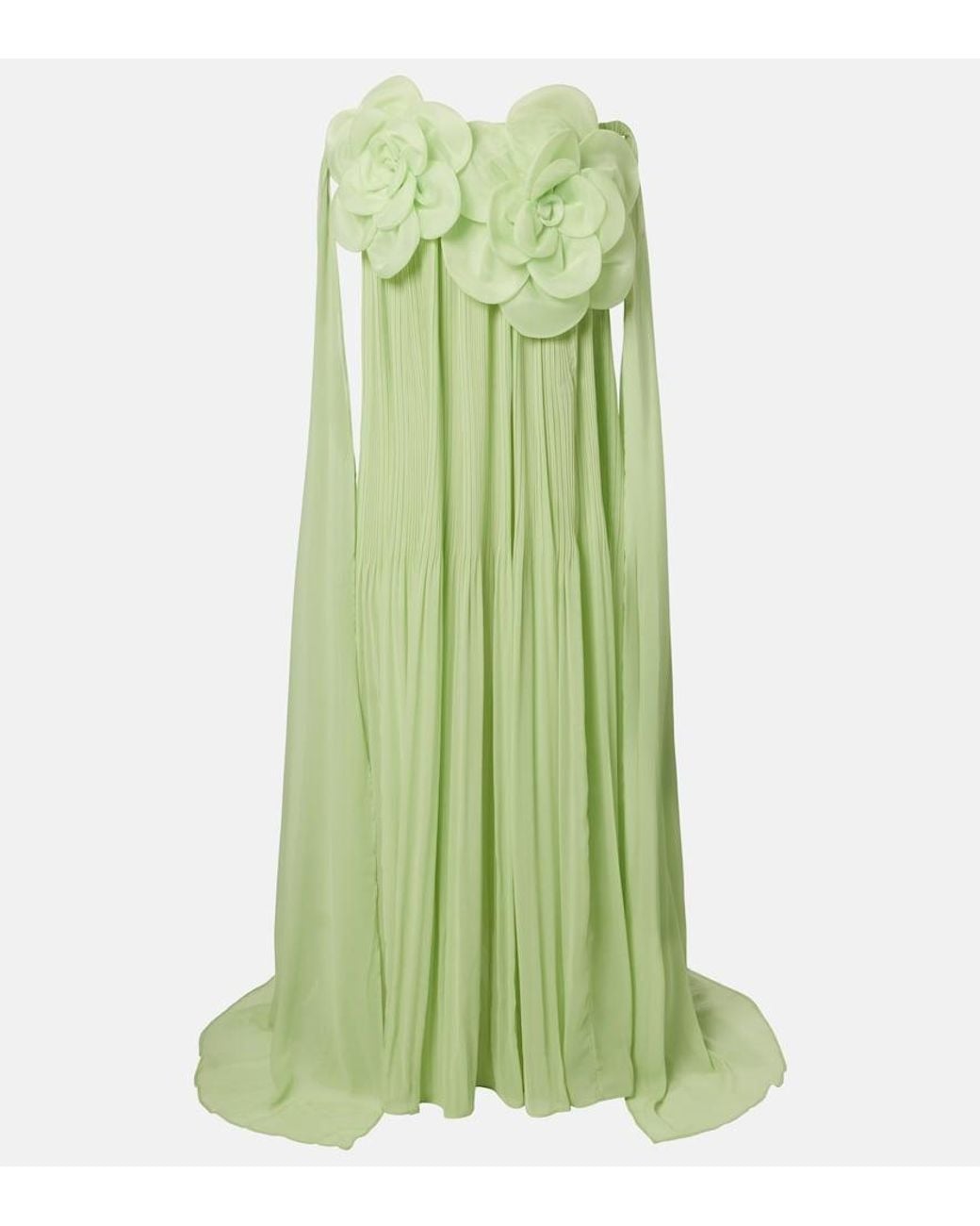 LEO LIN Jaclyn Floral-Applique Bustier Gown in Green | Lyst