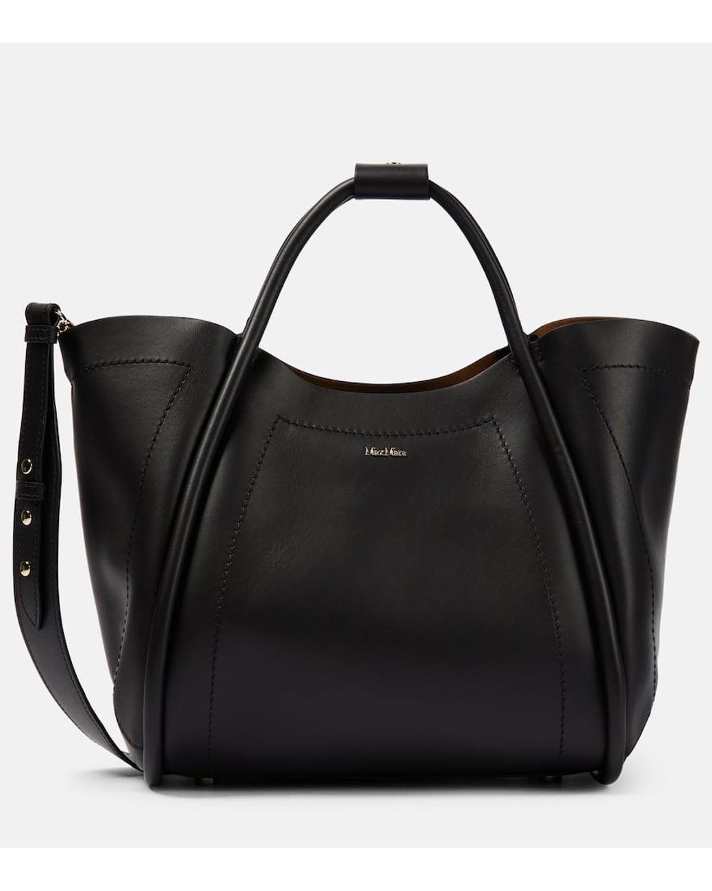 Max Mara Marine Leather Tote Bag in Black | Lyst