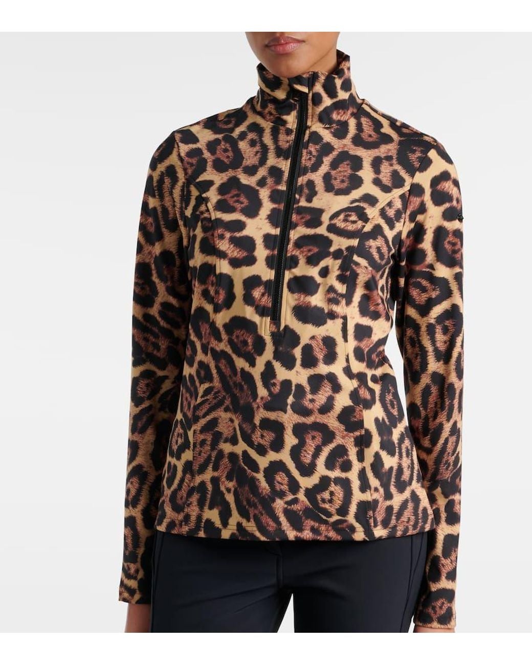 Goldbergh Leona Leopard-Print Half-Zip Ski Top in Brown | Lyst UK