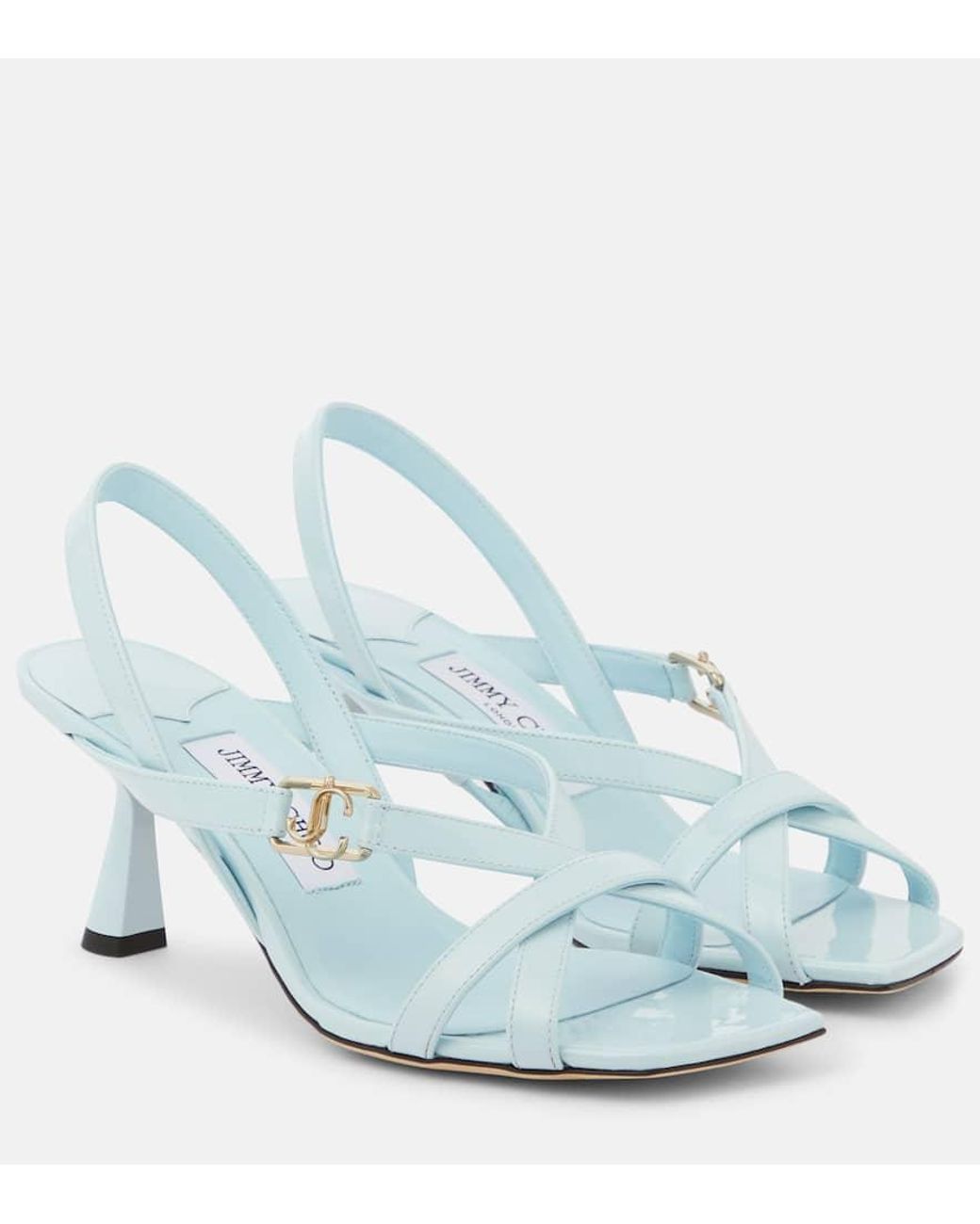 Jimmy Choo Jess 65 Patent Leather Sandals in Blue | Lyst