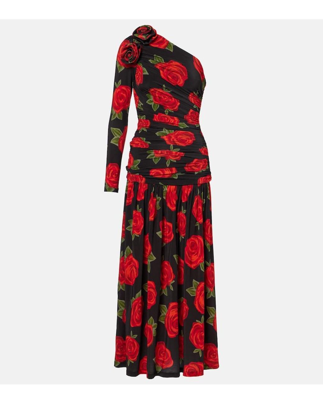 FARM Rio Latin Roses Draped One-Shoulder Maxi Dress in Red | Lyst UK