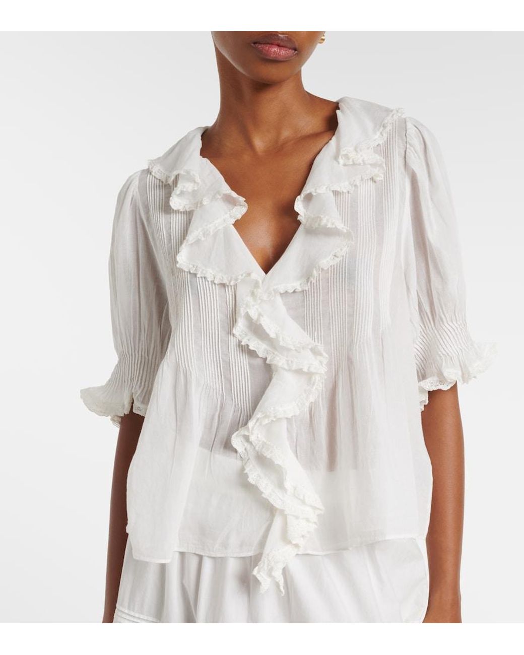 Doen Henri Cotton Voile Top in White | Lyst