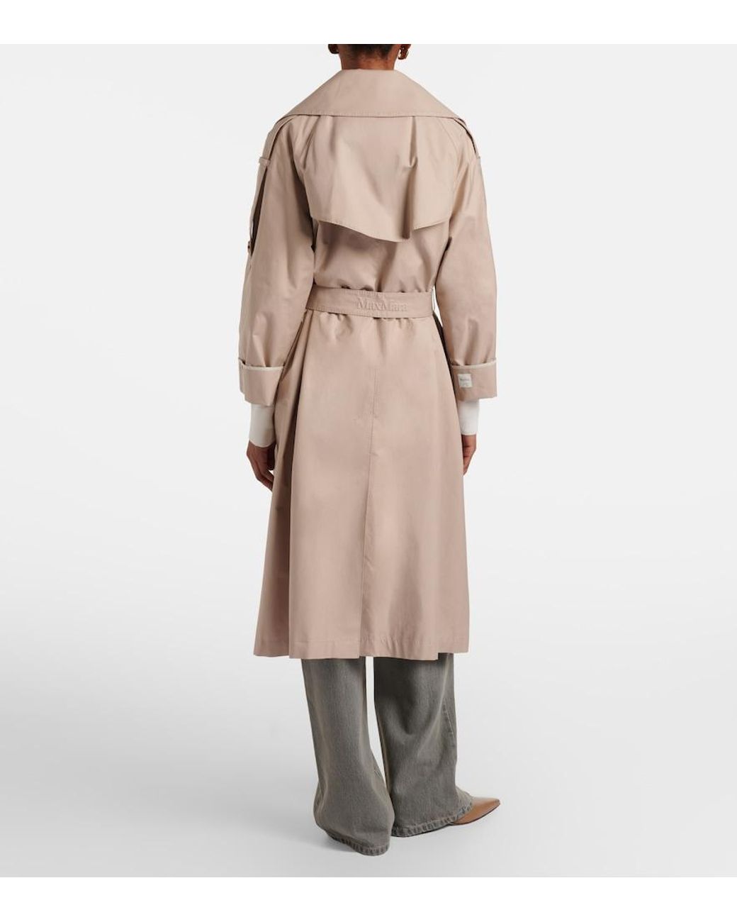 Max Mara Cotton-Blend Gabardine Trench Coat in Natural | Lyst