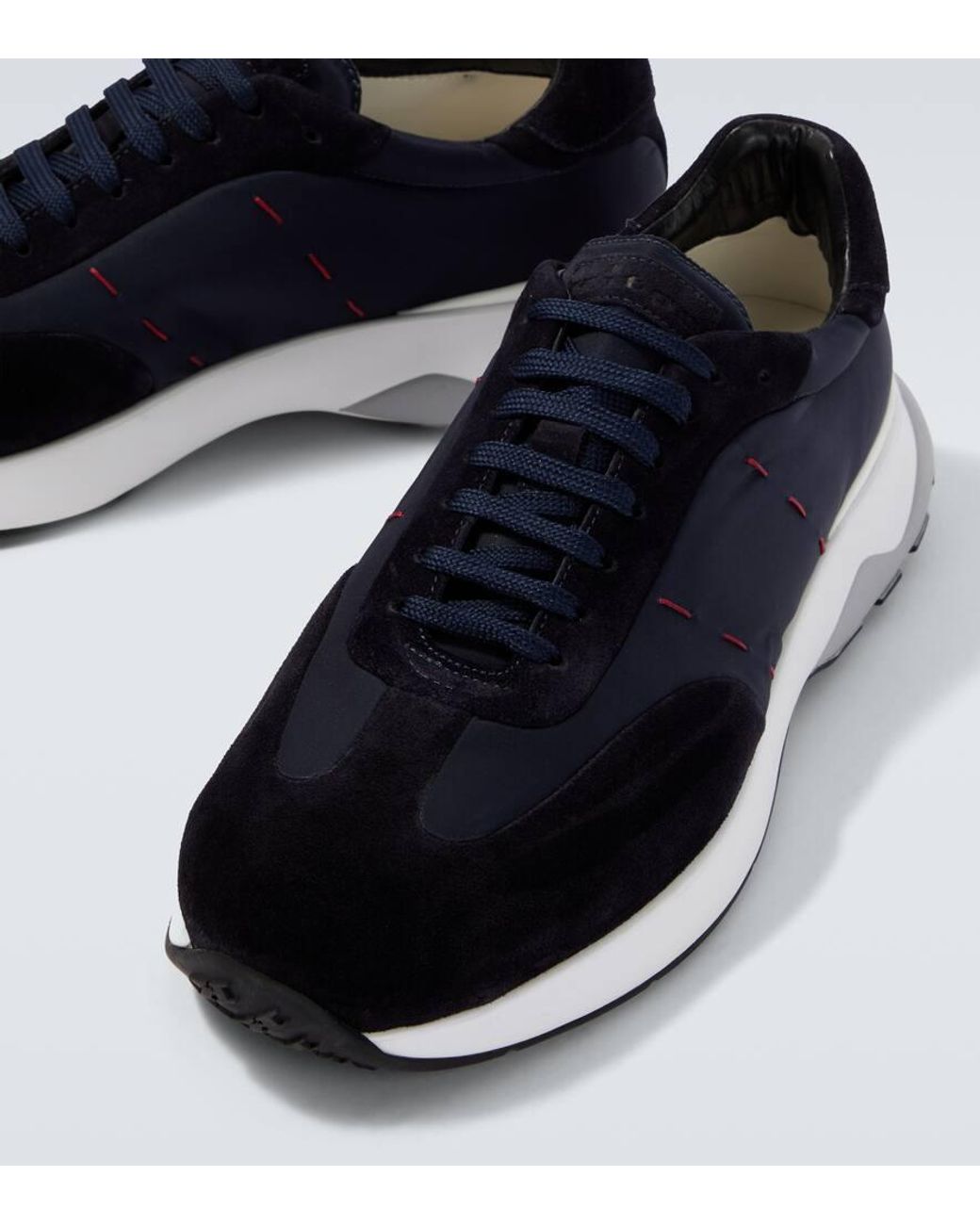 Kiton Suede-Trimmed Sneakers in Blue for Men | Lyst UK