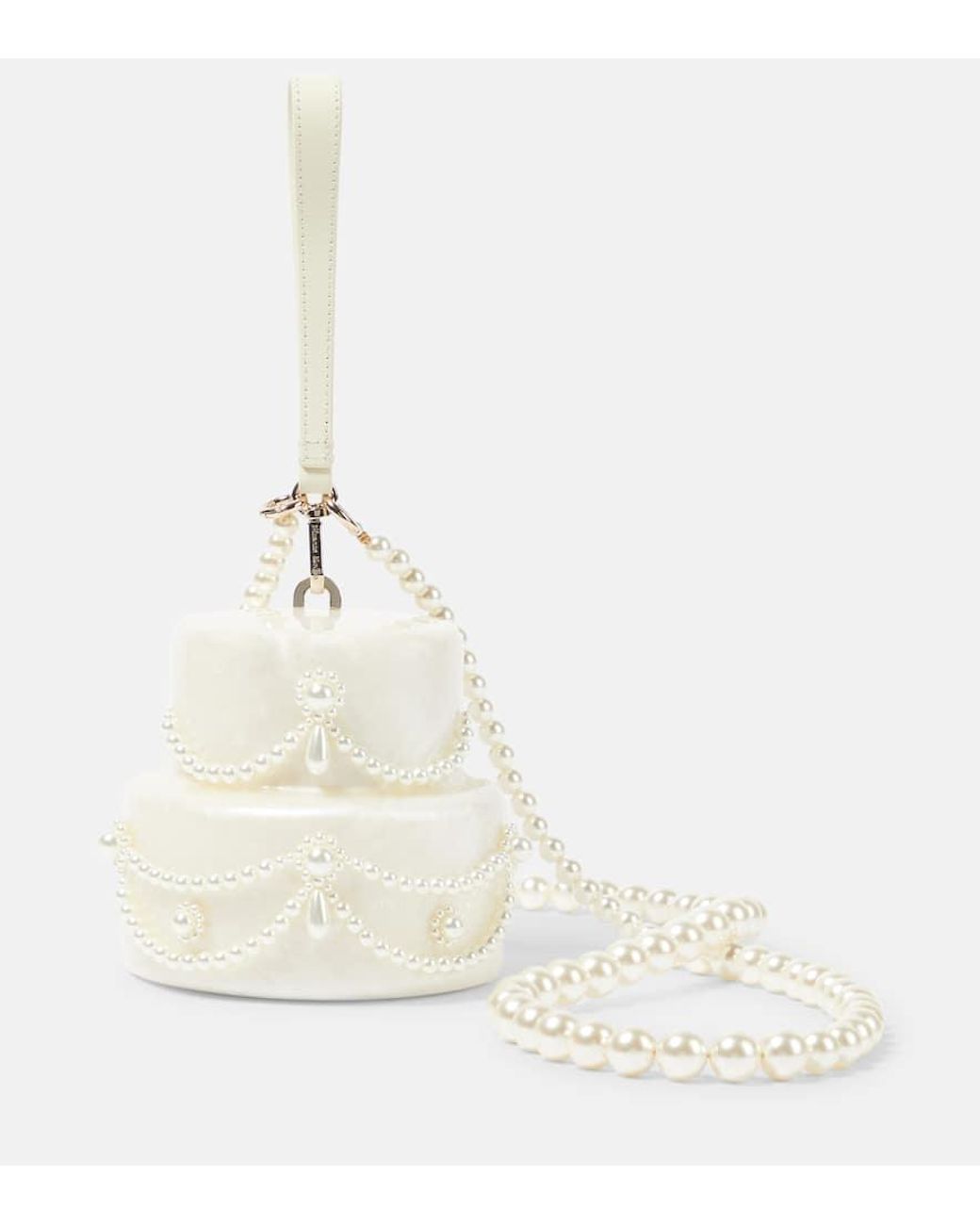 Simone Rocha Pearl Cake Embellished Clutch in Natural | Lyst