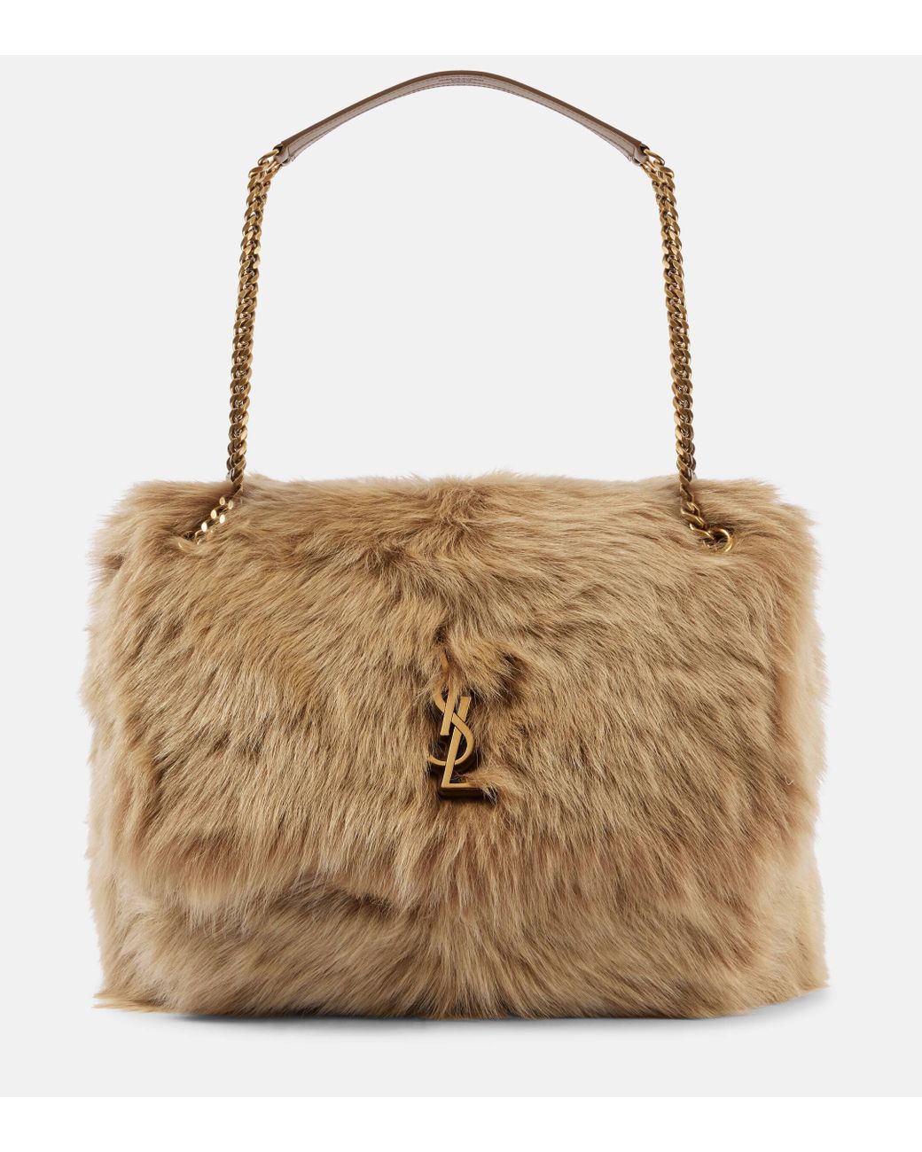 Saint Laurent Niki Large Faux Fur Shoulder Bag in Brown | Lyst UK