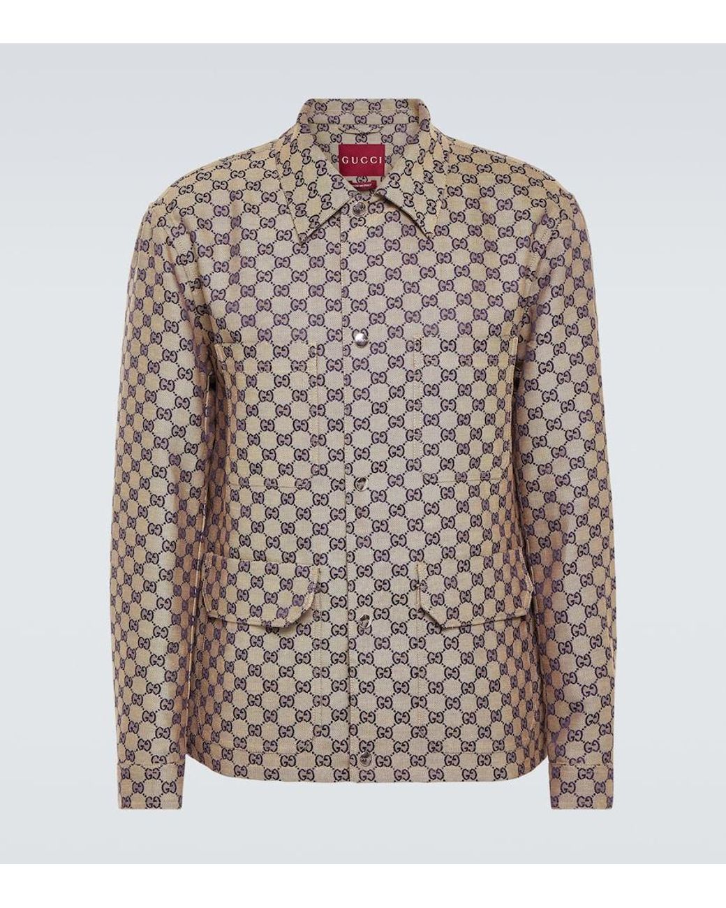 Gucci Gg Linen-Blend Canvas Jacket in Brown for Men | Lyst