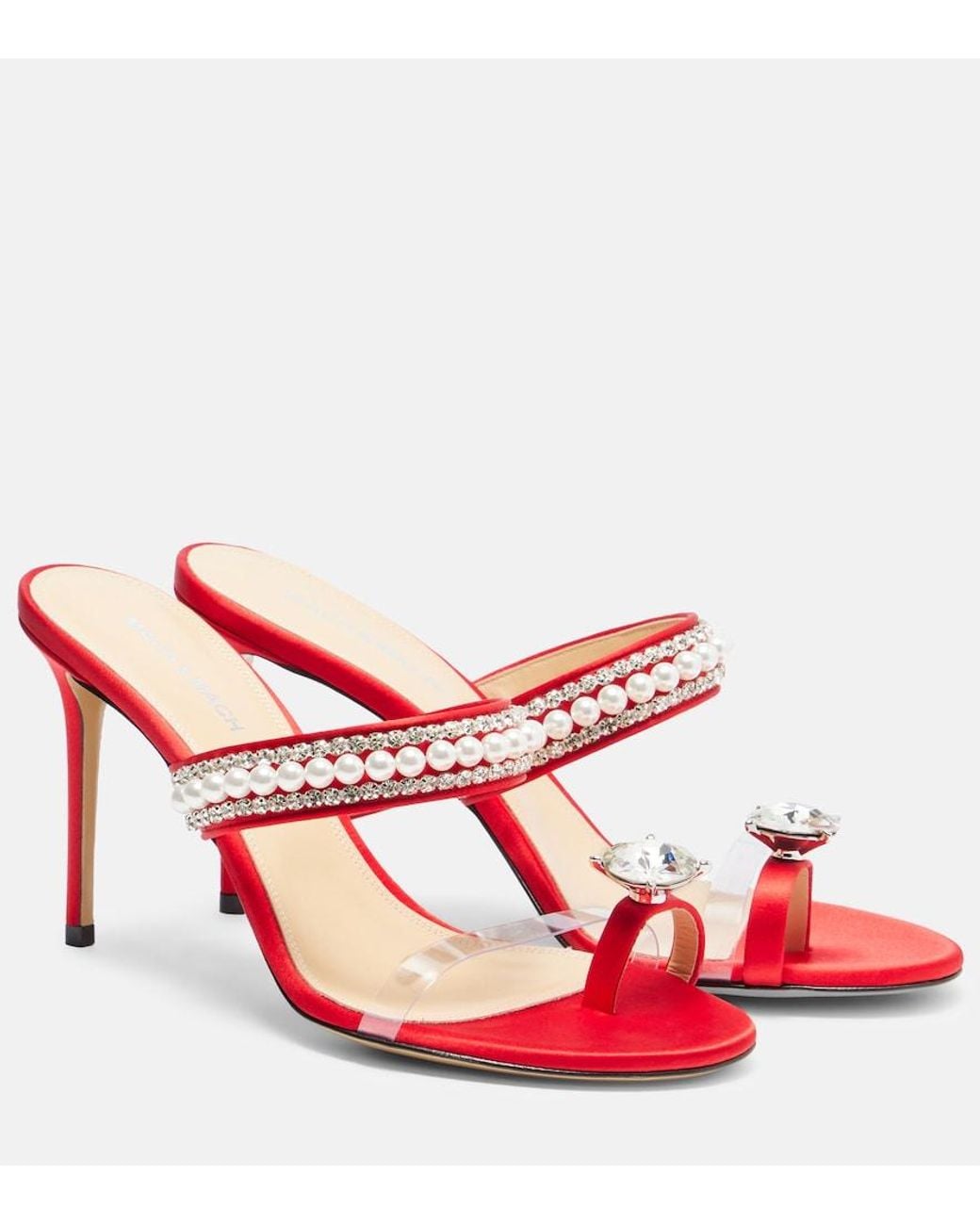 Mach & Mach Diamond Of Elizabeth 90 Satin Mules in Red | Lyst