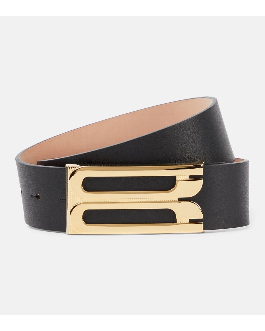 Victoria Beckham Logo Leather Belt in Black | Lyst UK