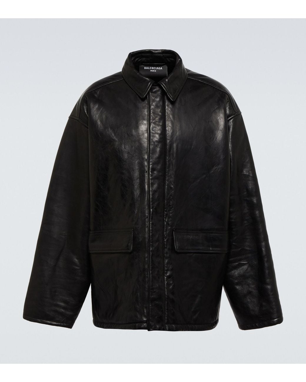 Balenciaga Leather Jacket in Black for Men | Lyst