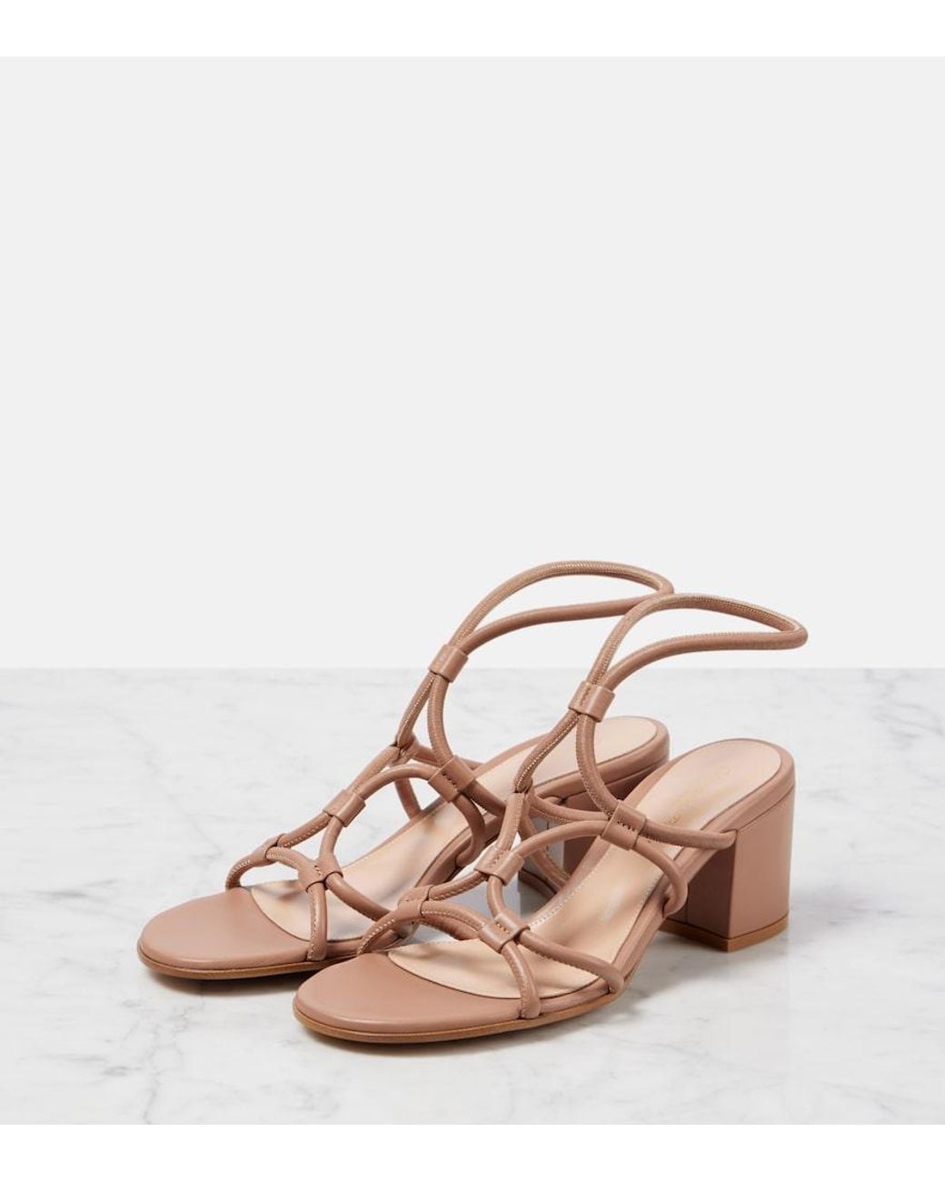 Gianvito Rossi Cage 60 Leather Sandals in Pink | Lyst