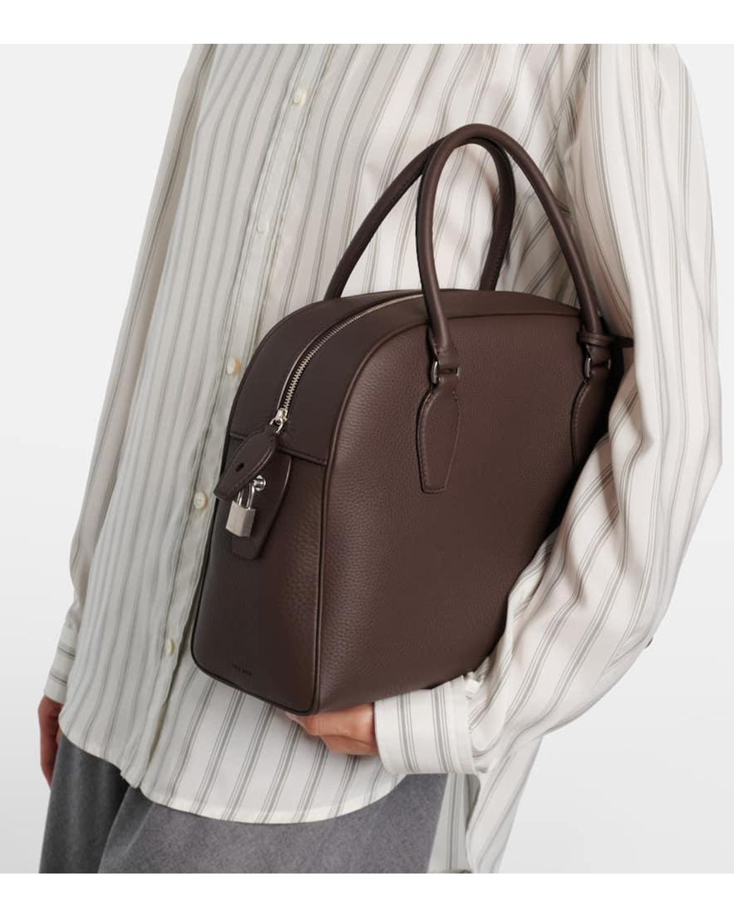 The Row India 12 Leather Tote Bag in Black | Lyst UK
