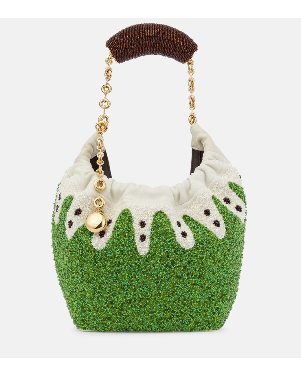 Loewe Squeeze Fruit Mini Beaded Leather Tote Bag in Green | Lyst Australia