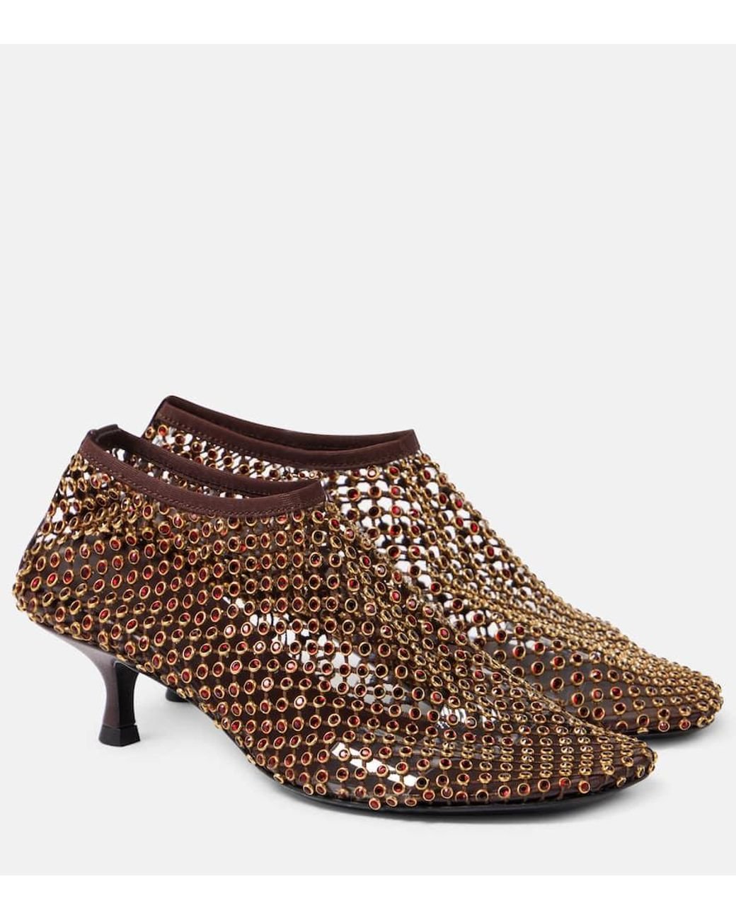 Christopher Esber Minette Crystal-Embellished Fishnet Pumps in Brown | Lyst