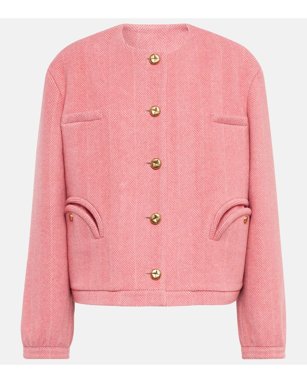 Blazé Milano Herringbone Wool And Cashmere Jacket in Pink | Lyst