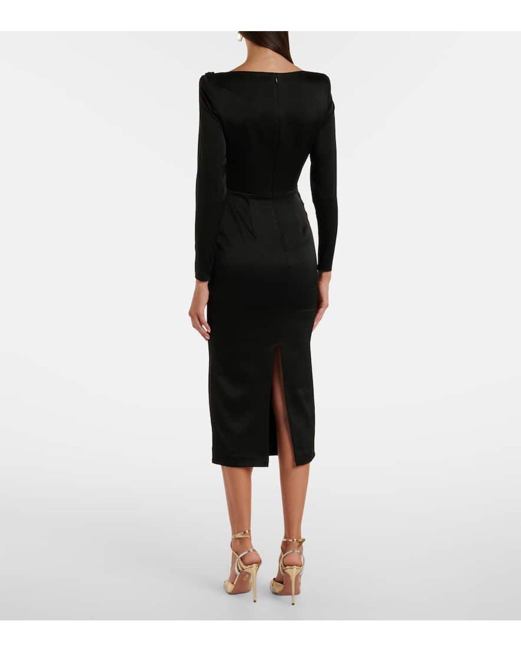 Alex Perry Asymmetric Draped Midi Dress in Black | Lyst