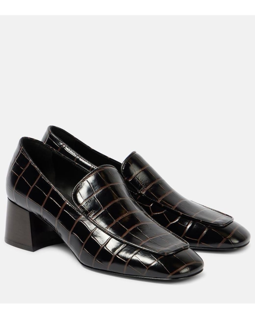 TOTEME Croc-Effect Leather Loafer Pumps in Black | Lyst