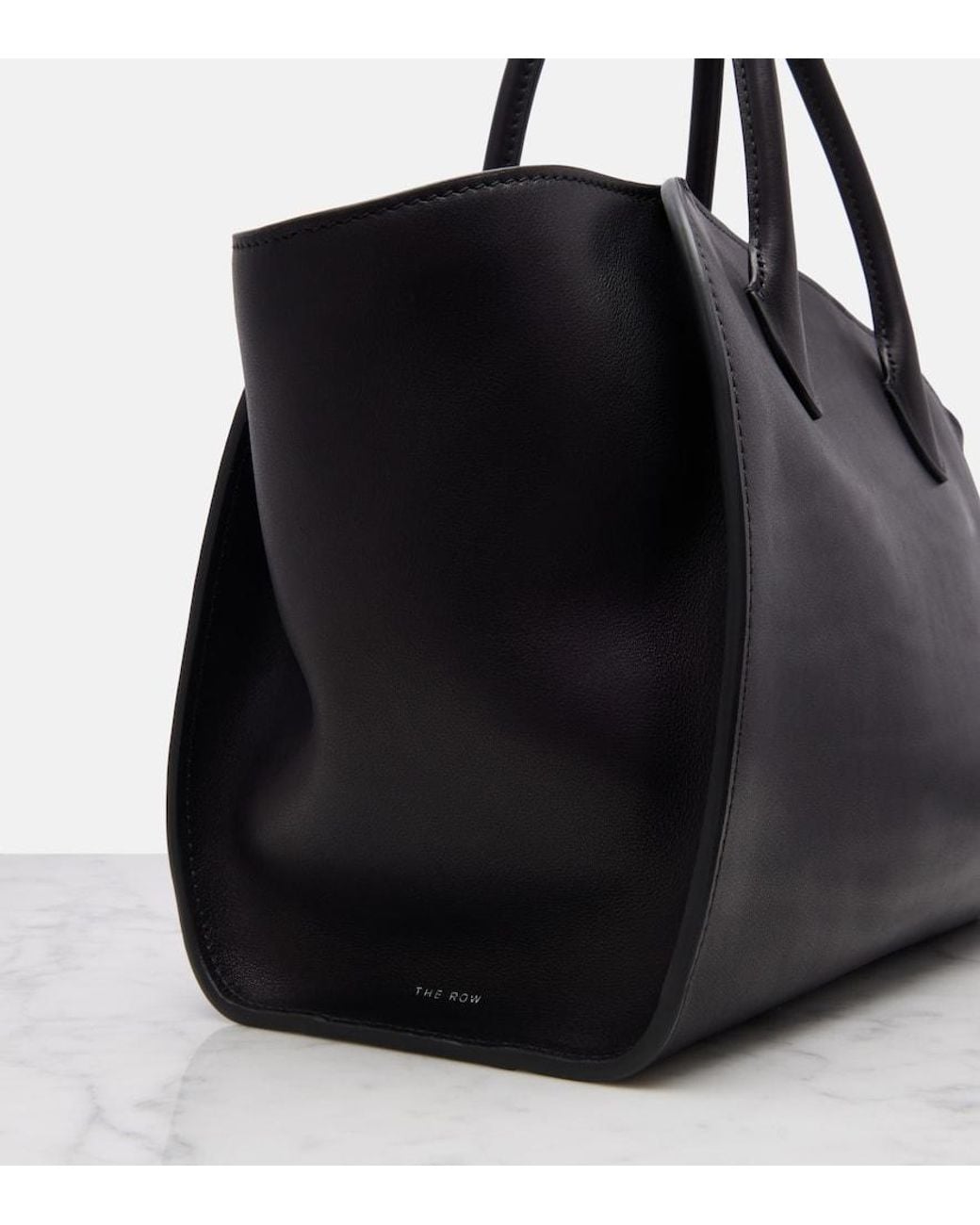 The Row Marlo 12 Leather Tote Bag in Black | Lyst