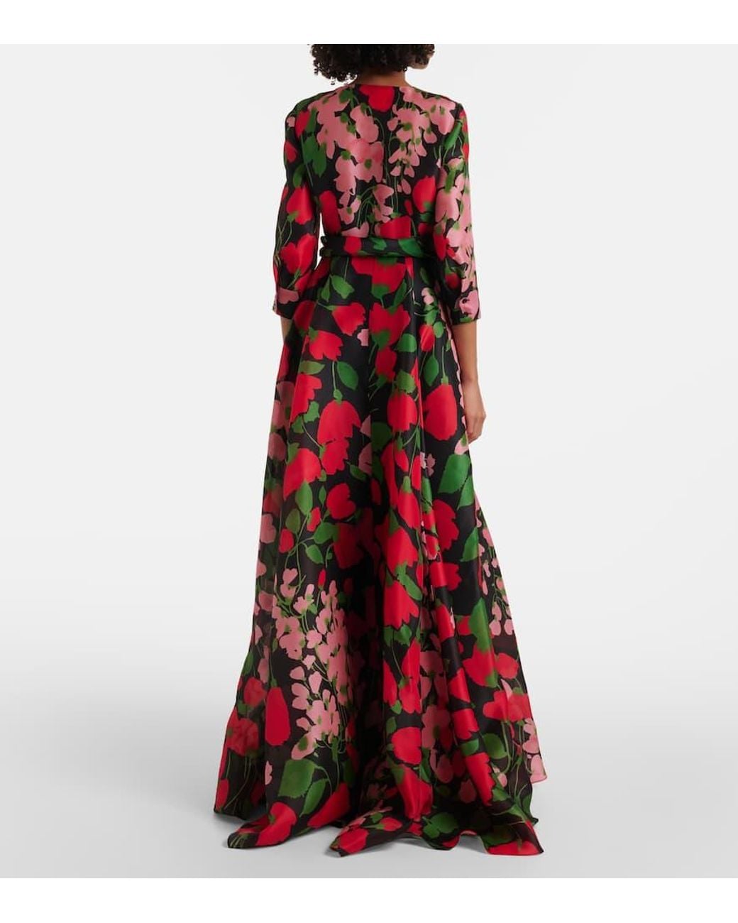 Carolina Herrera Floral Silk Gazar Gown in Red | Lyst UK