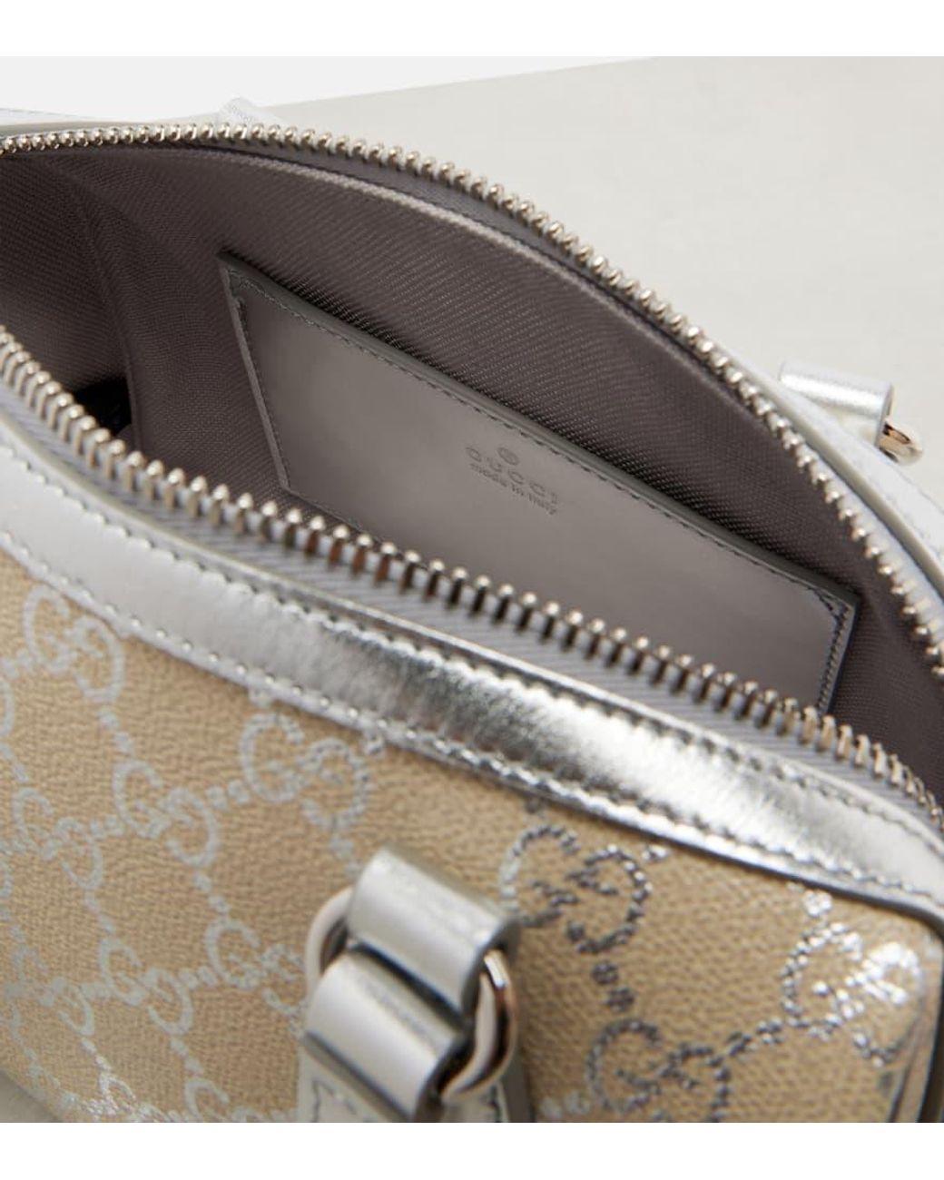 Gucci Gg Emblem Small Top-Handle Bag in Natural | Lyst