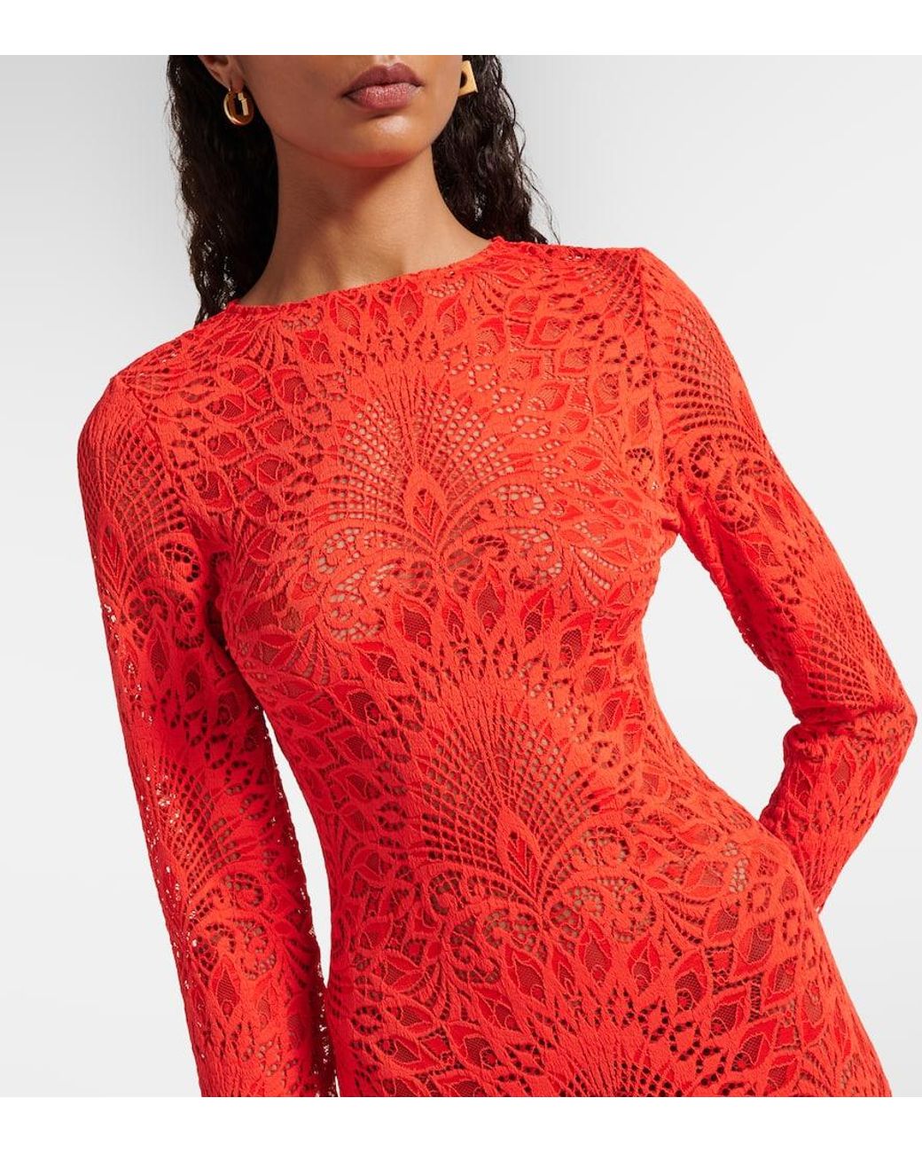 Alexandra Miro Isabella Lace Maxi Dress in Red | Lyst