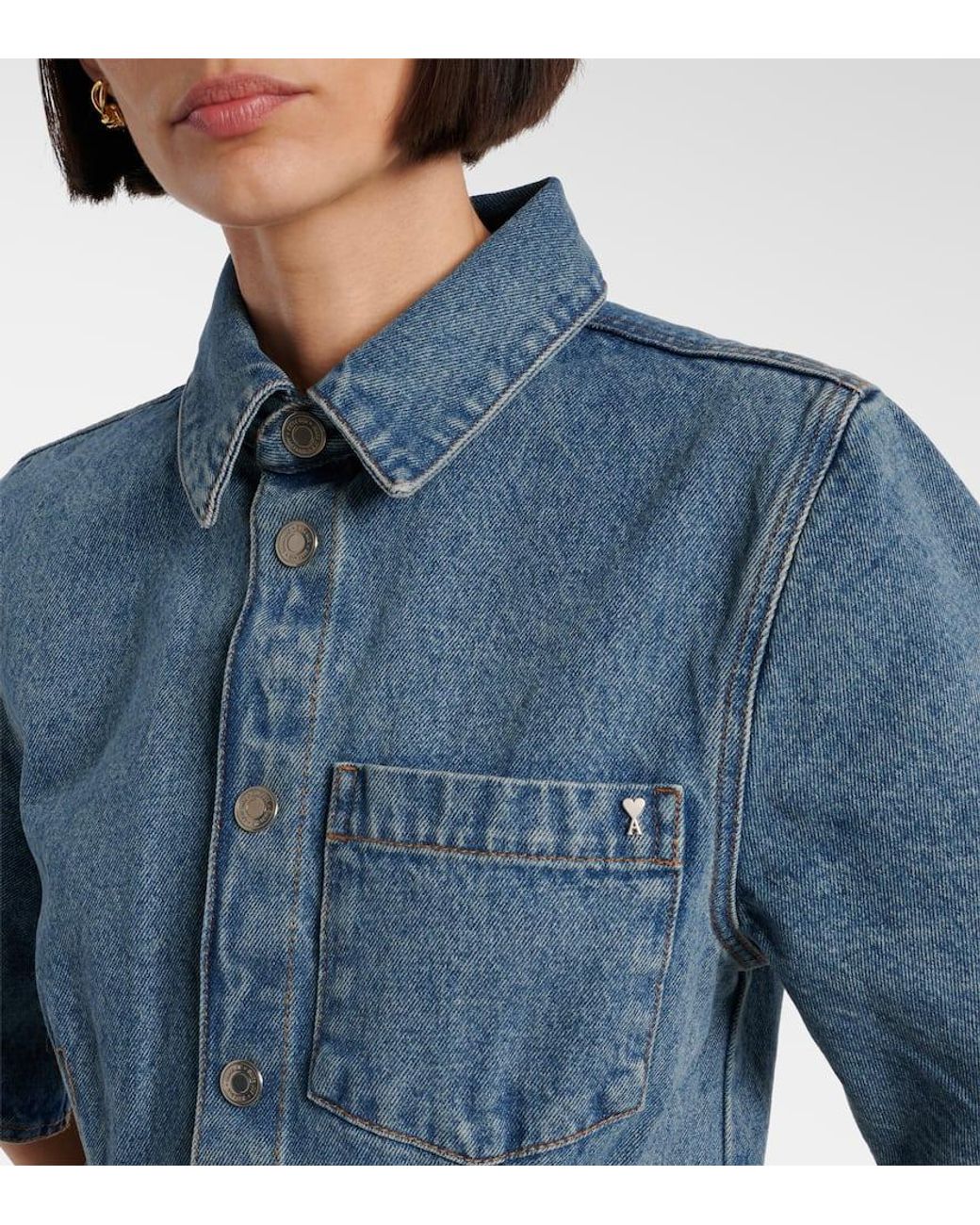 Ami Paris Ami De Cour Denim Shirt Dress in Blue | Lyst