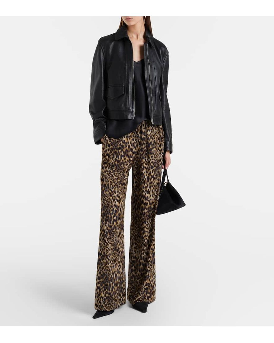 Nili Lotan Adriel Leopard-Print Wide-Leg Pants in Brown | Lyst UK