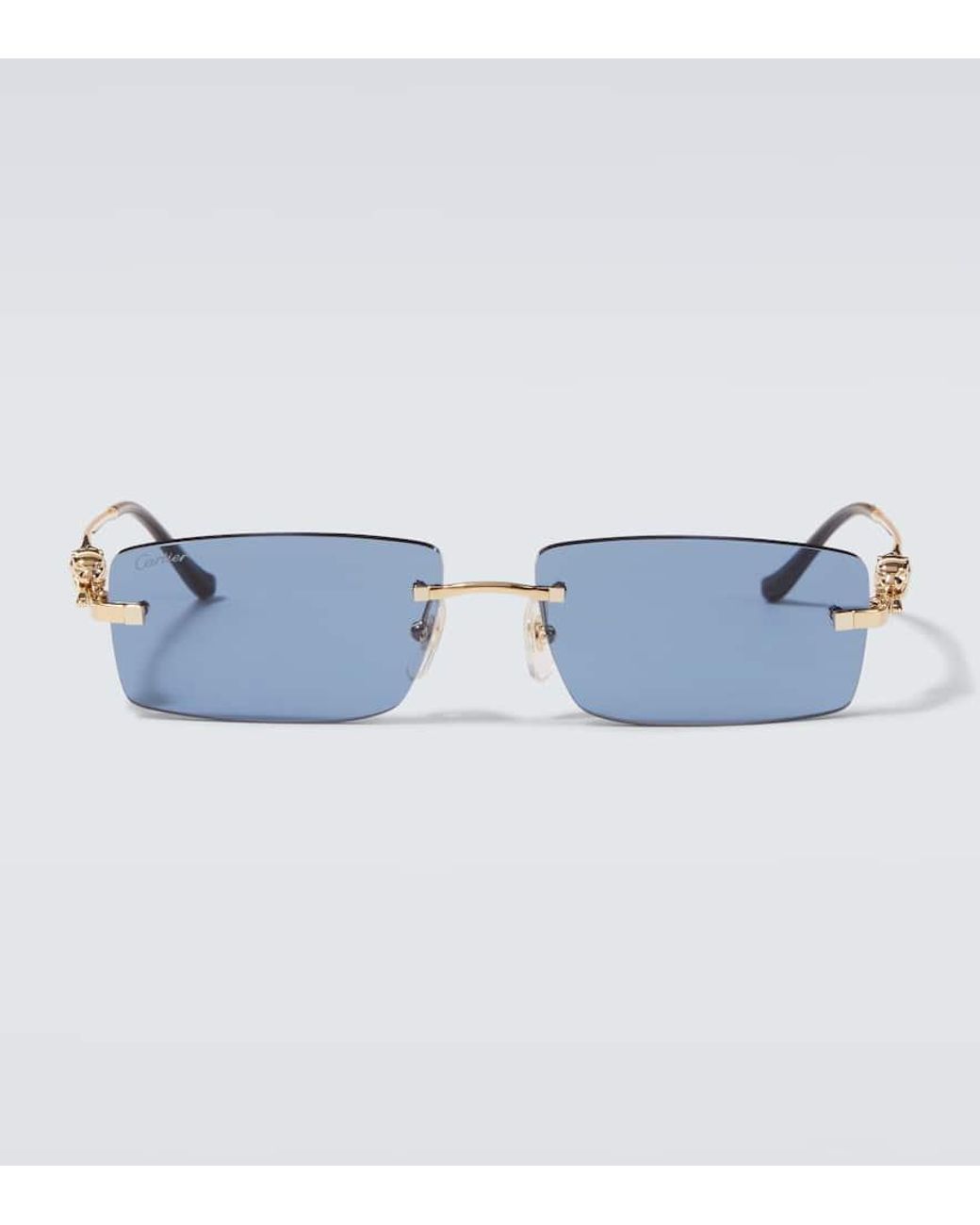 Cartier Panthere De Cartier Rectangular Sunglasses in Blue for Men | Lyst
