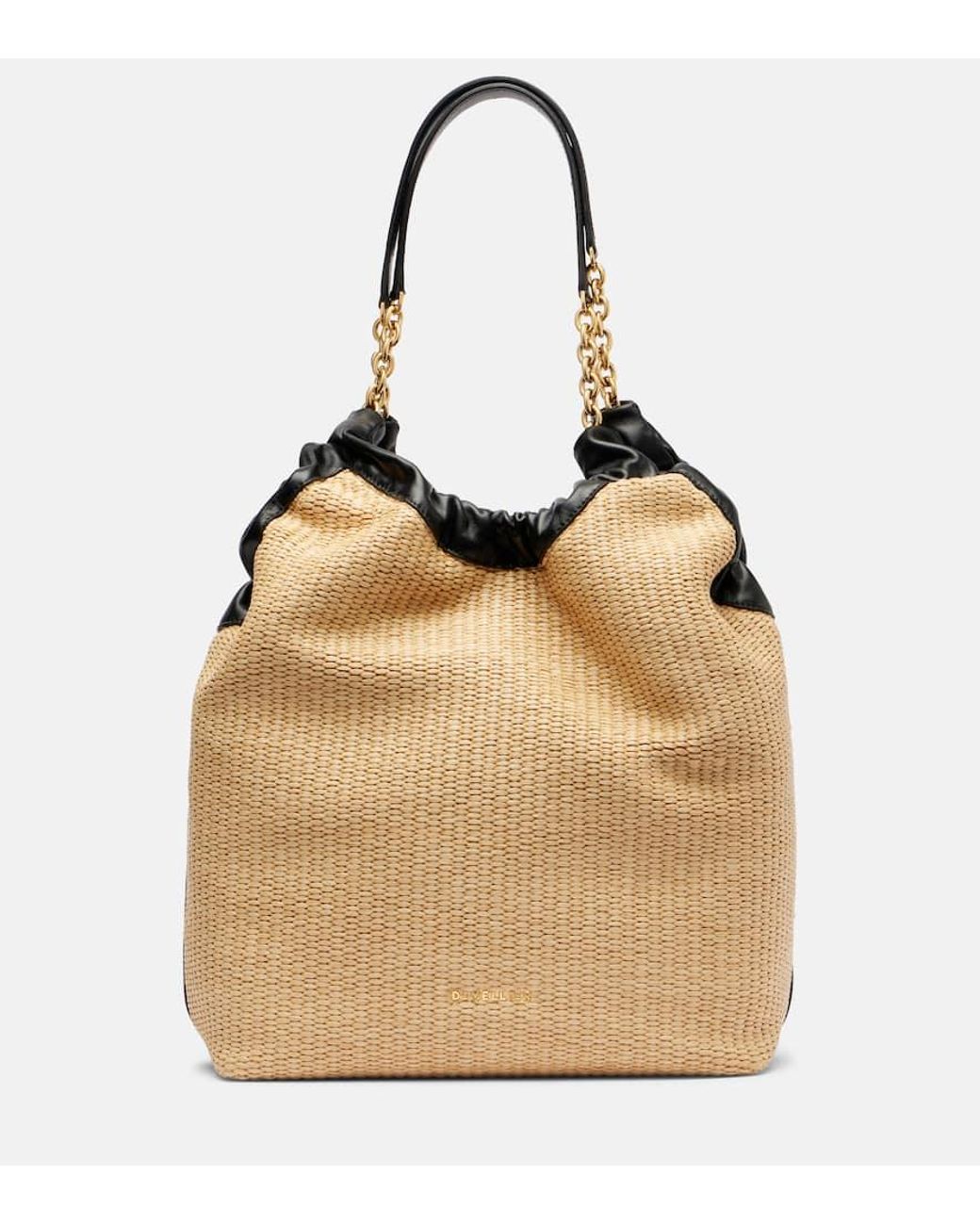 DeMellier Miami Leather And Raffia Shoulder Bag in Natural | Lyst