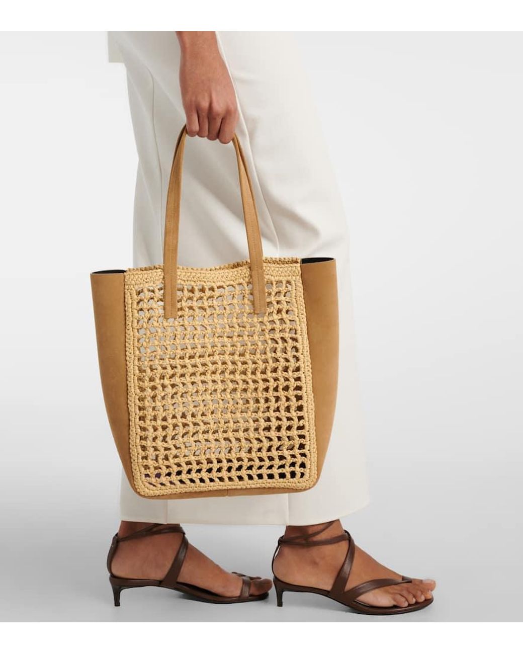KHAITE Zoe Small Raffia-Effect Tote Bag in Metallic | Lyst