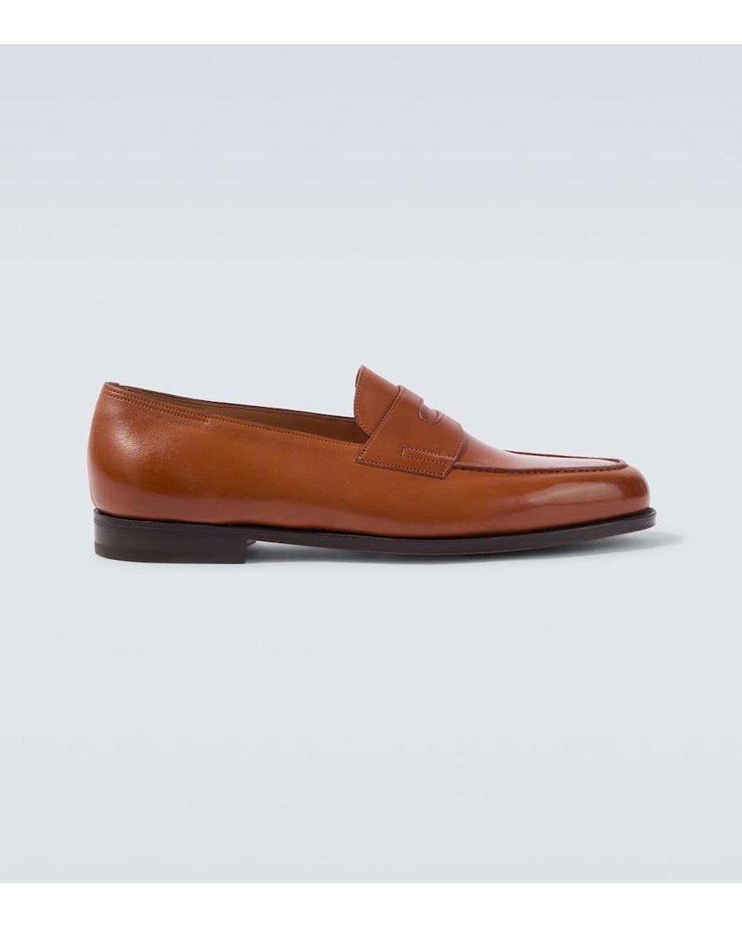 John Lobb Lopez Leather Penny Loafers in Brown for Men | Lyst