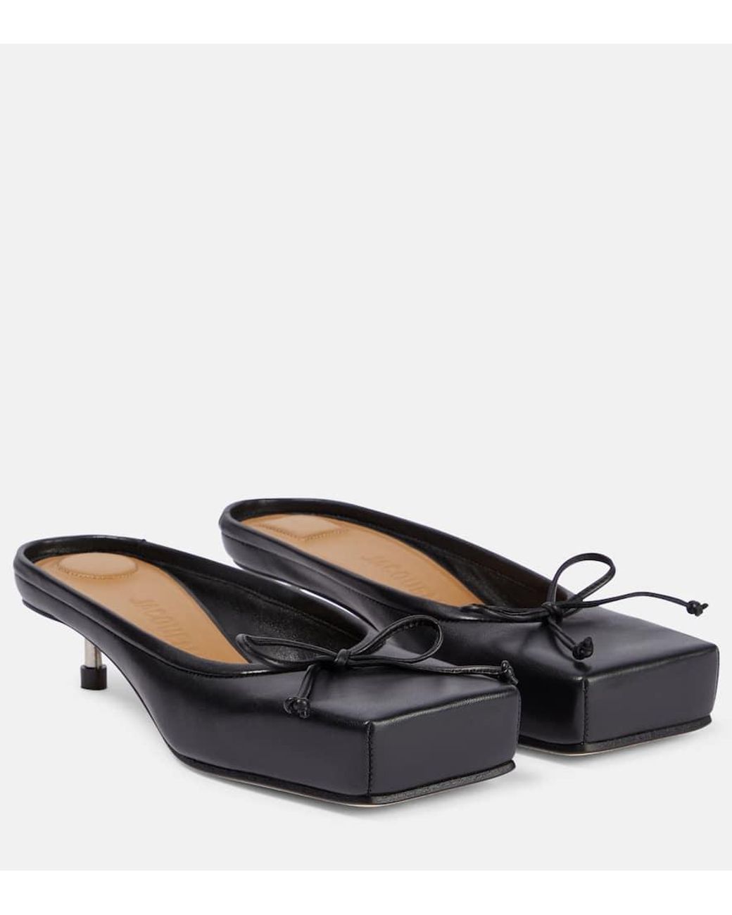 Jacquemus Les Mules Basses Ballet Leather Mules in Black | Lyst