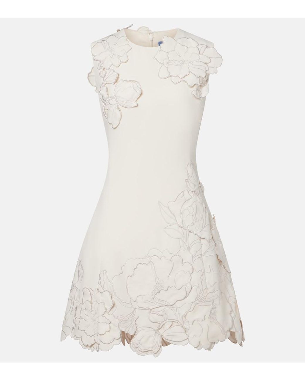 LEO LIN Floral-Applique Minidress in White | Lyst UK