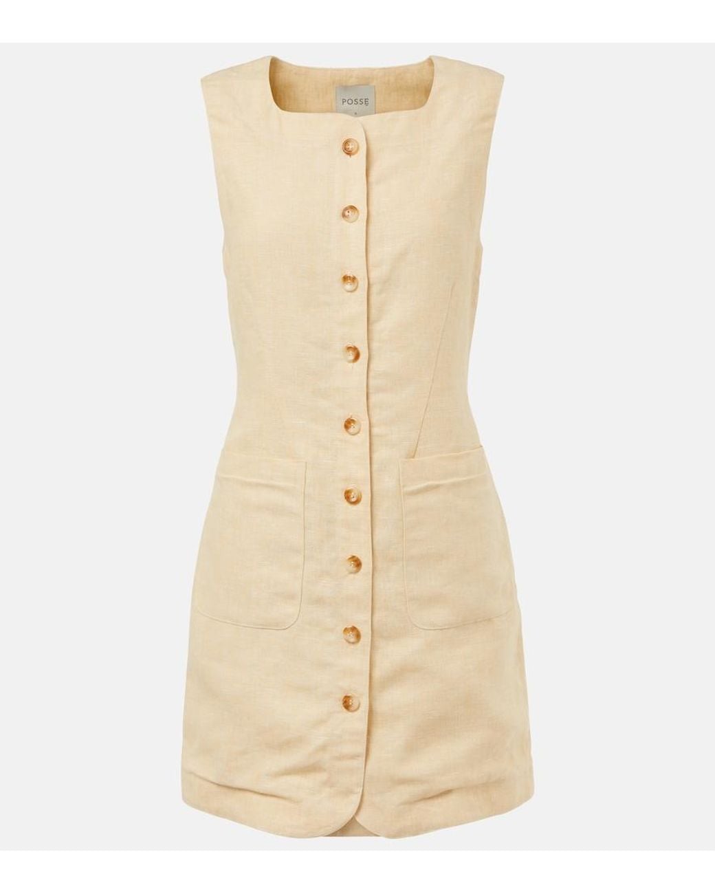 Posse Emma Linen Minidress in Natural | Lyst