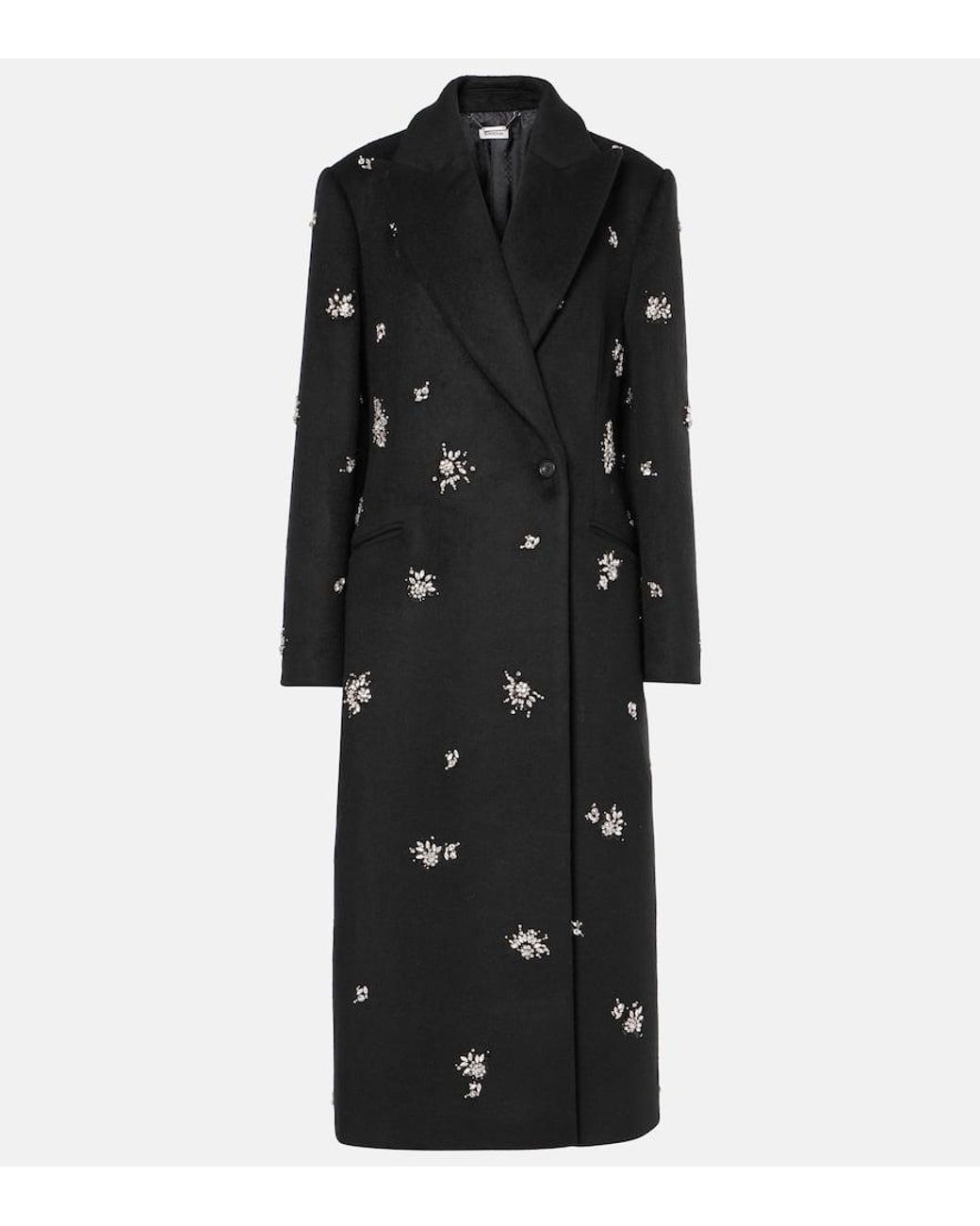 Jonathan Simkhai Gianni Embellished Wool-Blend Coat in Black | Lyst