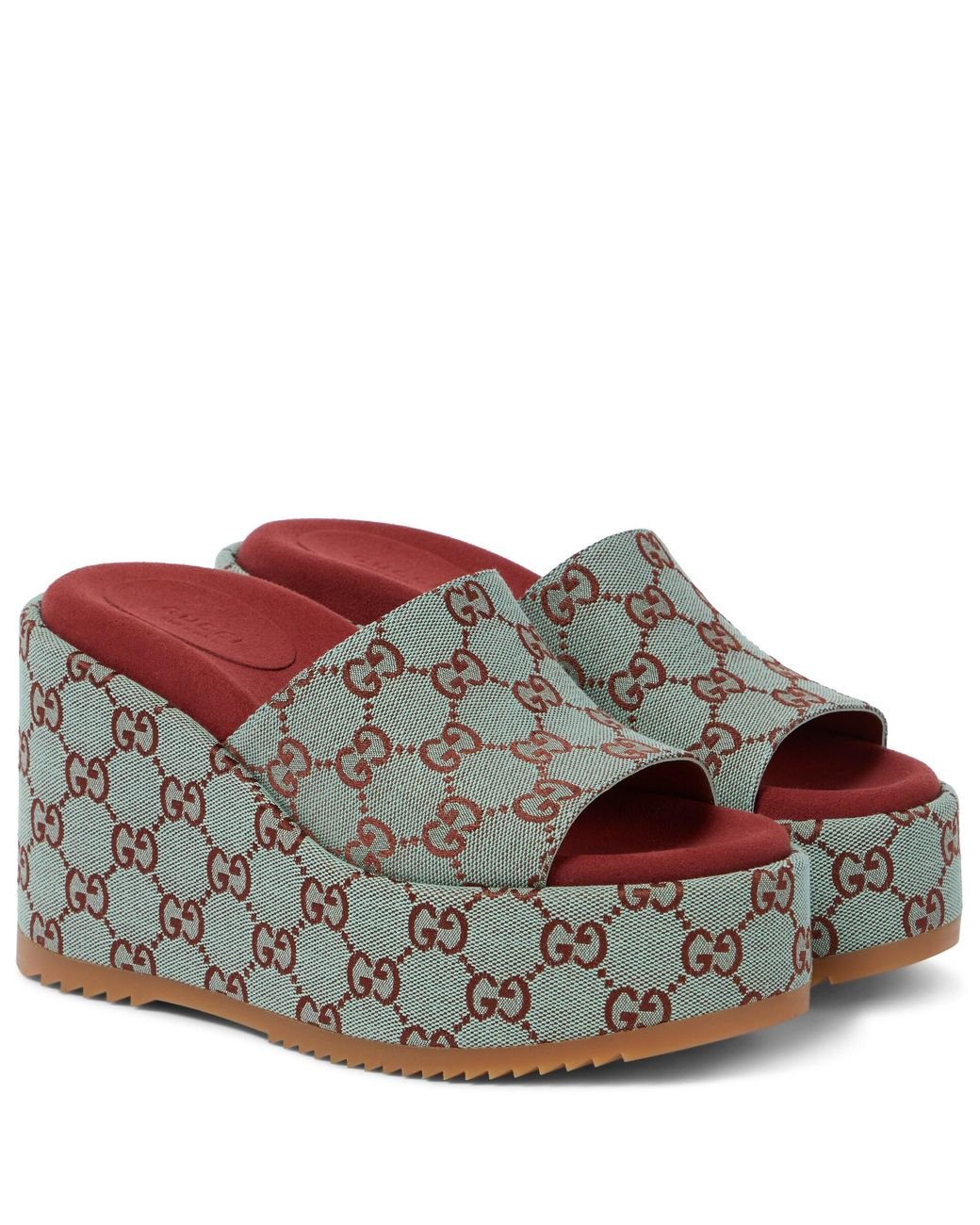 Gucci GG Canvas Wedge Sandals | Lyst