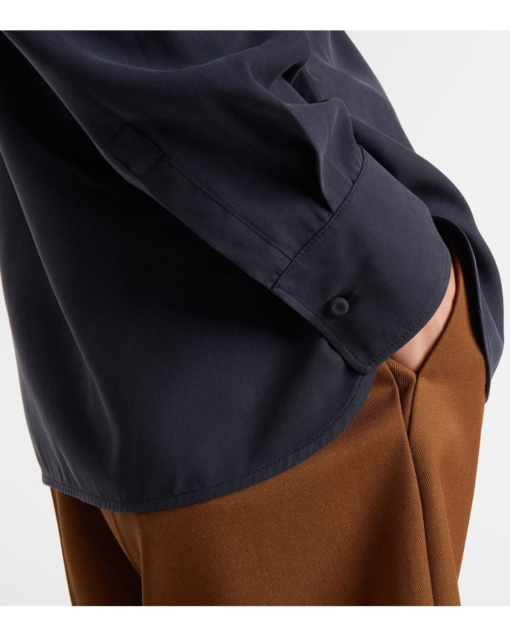 Max Mara Mirko Silk Crepe Blouse in Blue | Lyst