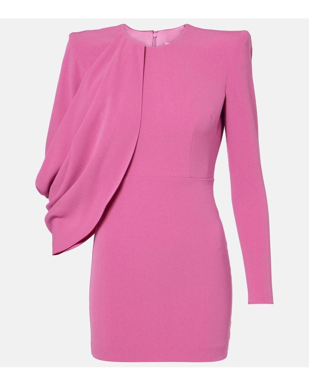 Alex Perry Caped Asymmetric Crepe Minidress in Pink | Lyst