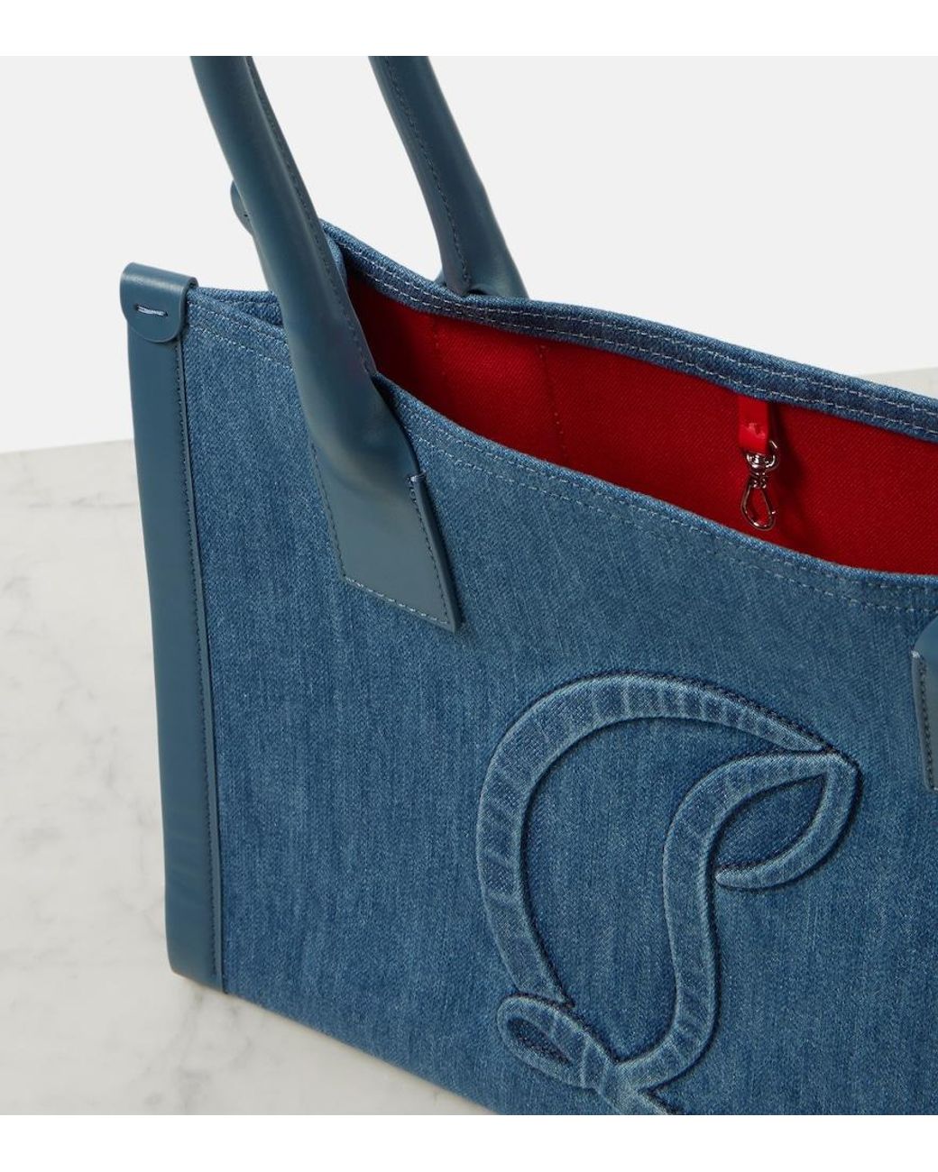Christian Louboutin By My Side E/W Large Denim Tote Bag in Blue | Lyst