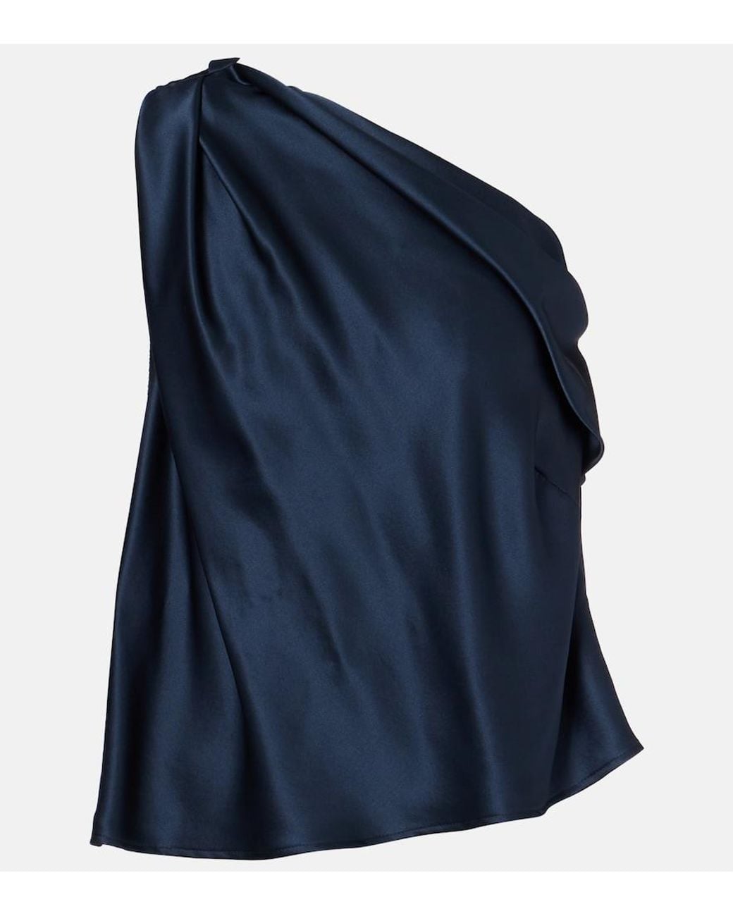 The Sei One-Shoulder Silk Satin Top in Blue | Lyst