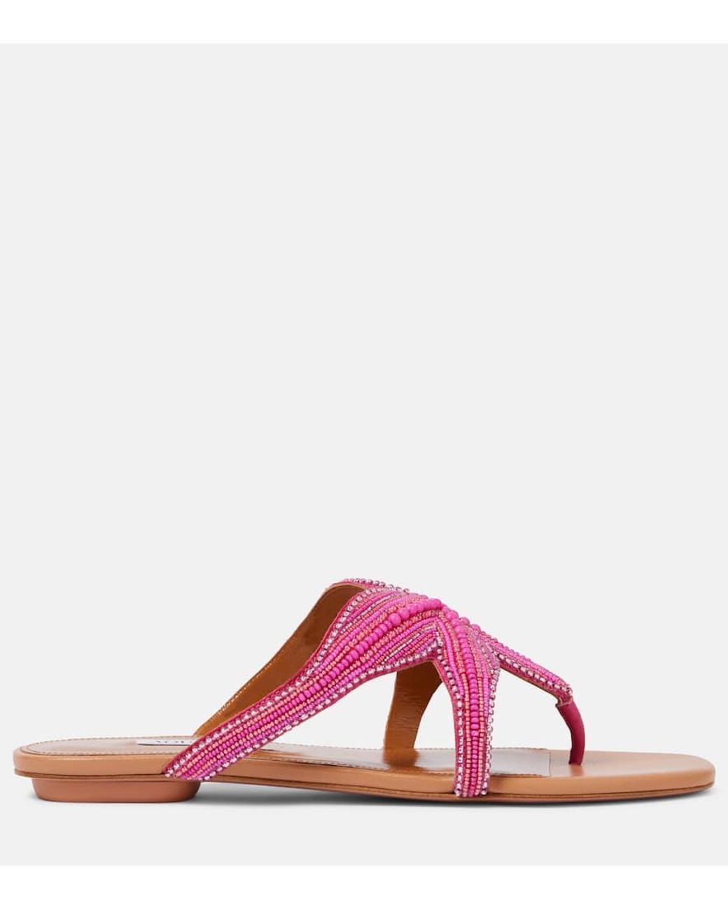 Aquazzura Reef Star Embellished Leather Sandals in Pink | Lyst