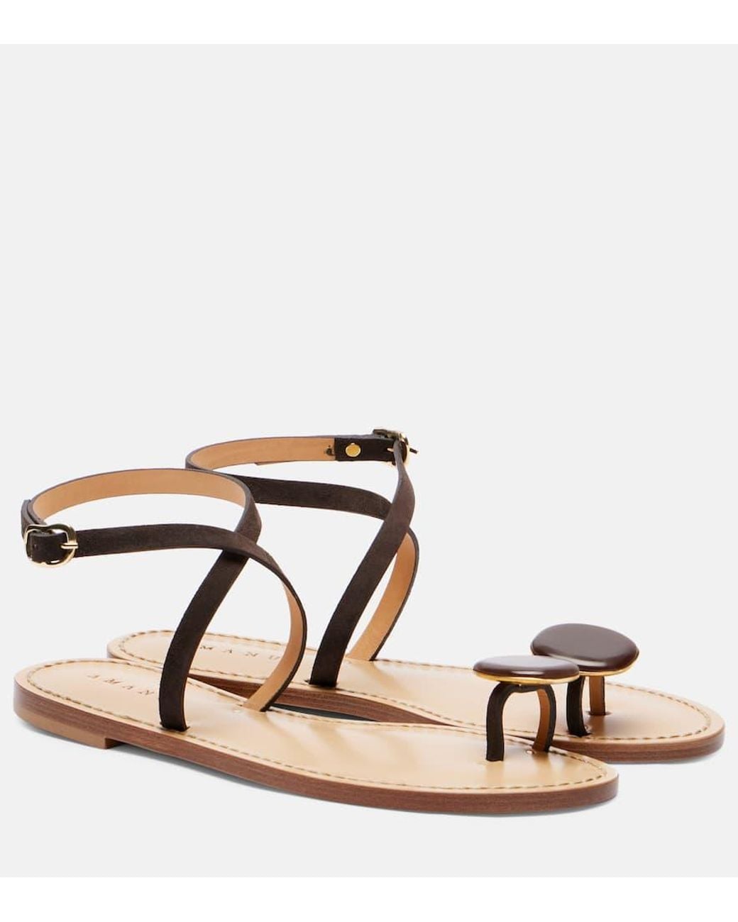 Amanu Kigali Suede Sandals in Brown | Lyst