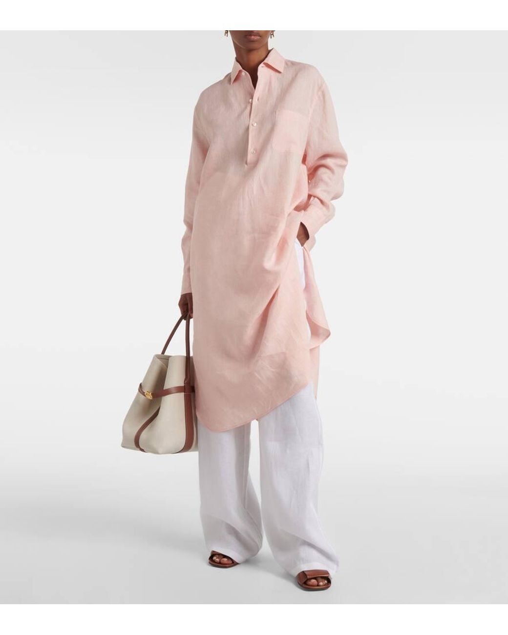Loro Piana Lora Linen Shirt Dress in Pink | Lyst