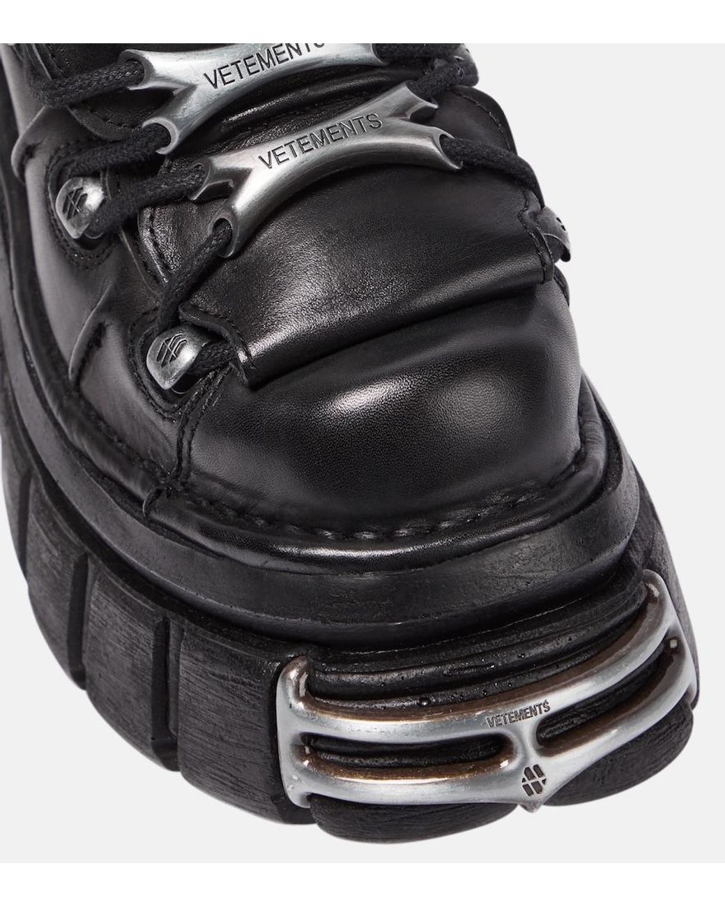 Vetements X New Rock Leather Platform Sneakers in Black | Lyst Vetements X New Rock Leather Platform Sneakers in Black | Lyst