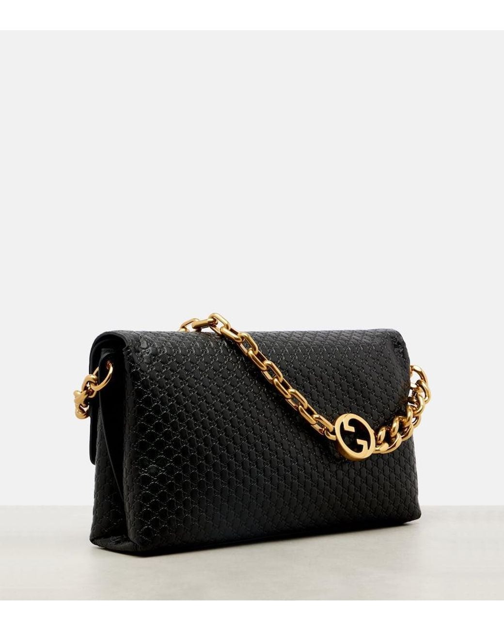 Gucci Interlocking G Large Leather Shoulder Bag in Black | Lyst UK