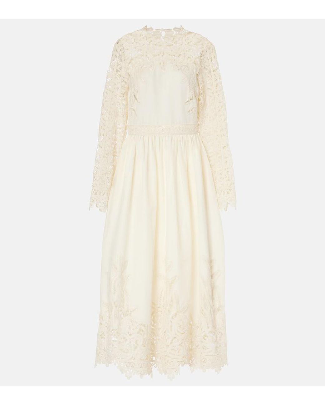 Ulla Johnson Palermo Lace-Trimmed Cotton And Silk Gown in White | Lyst
