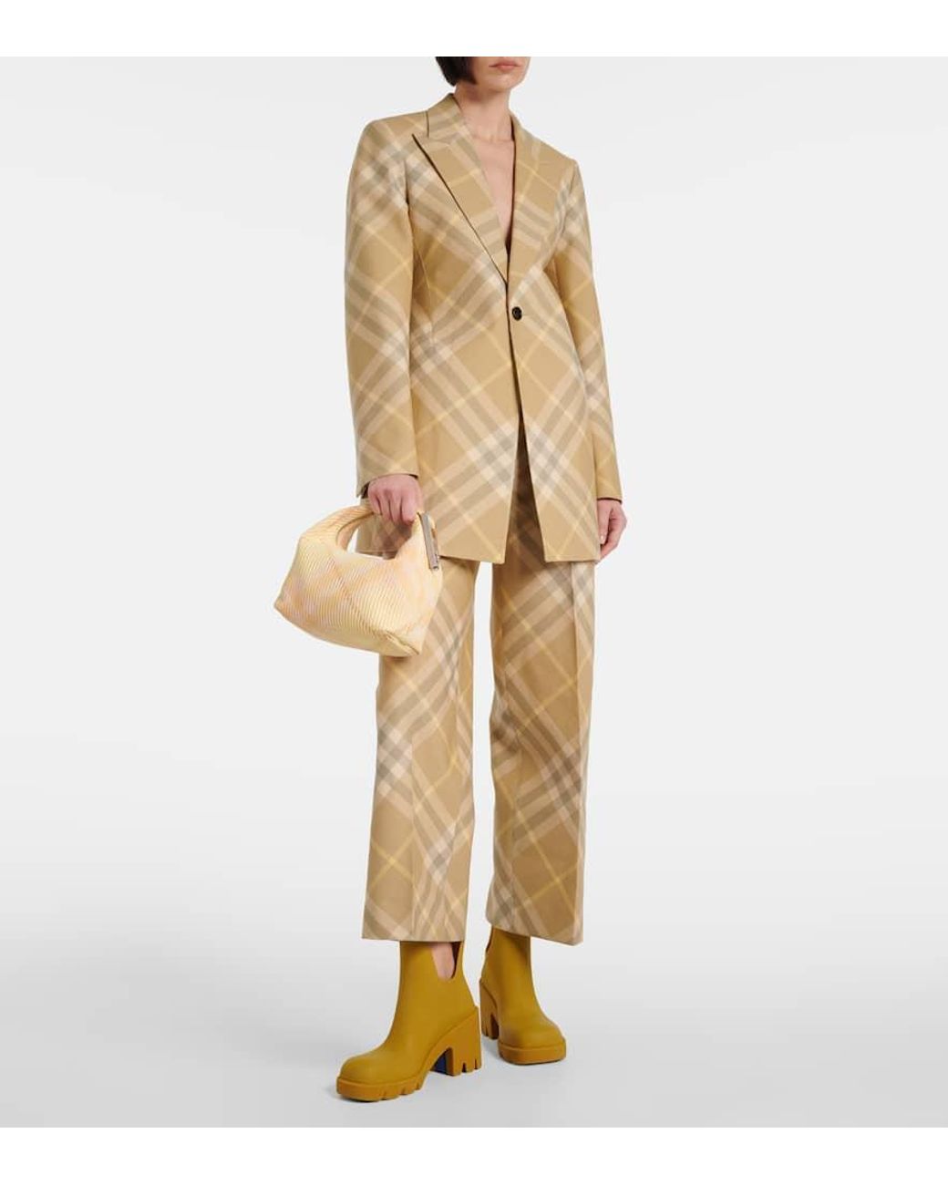 Burberry Check Mini Tote Bag in Natural | Lyst