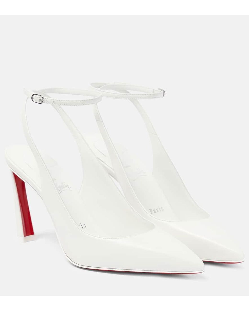 Christian Louboutin Condora 85 Leather Slingback Pumps in White | Lyst