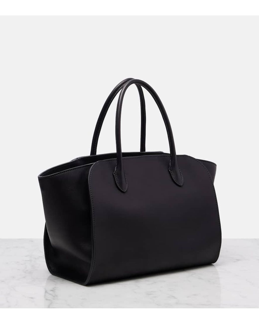 The Row Marlo 12 Leather Tote Bag in Black | Lyst