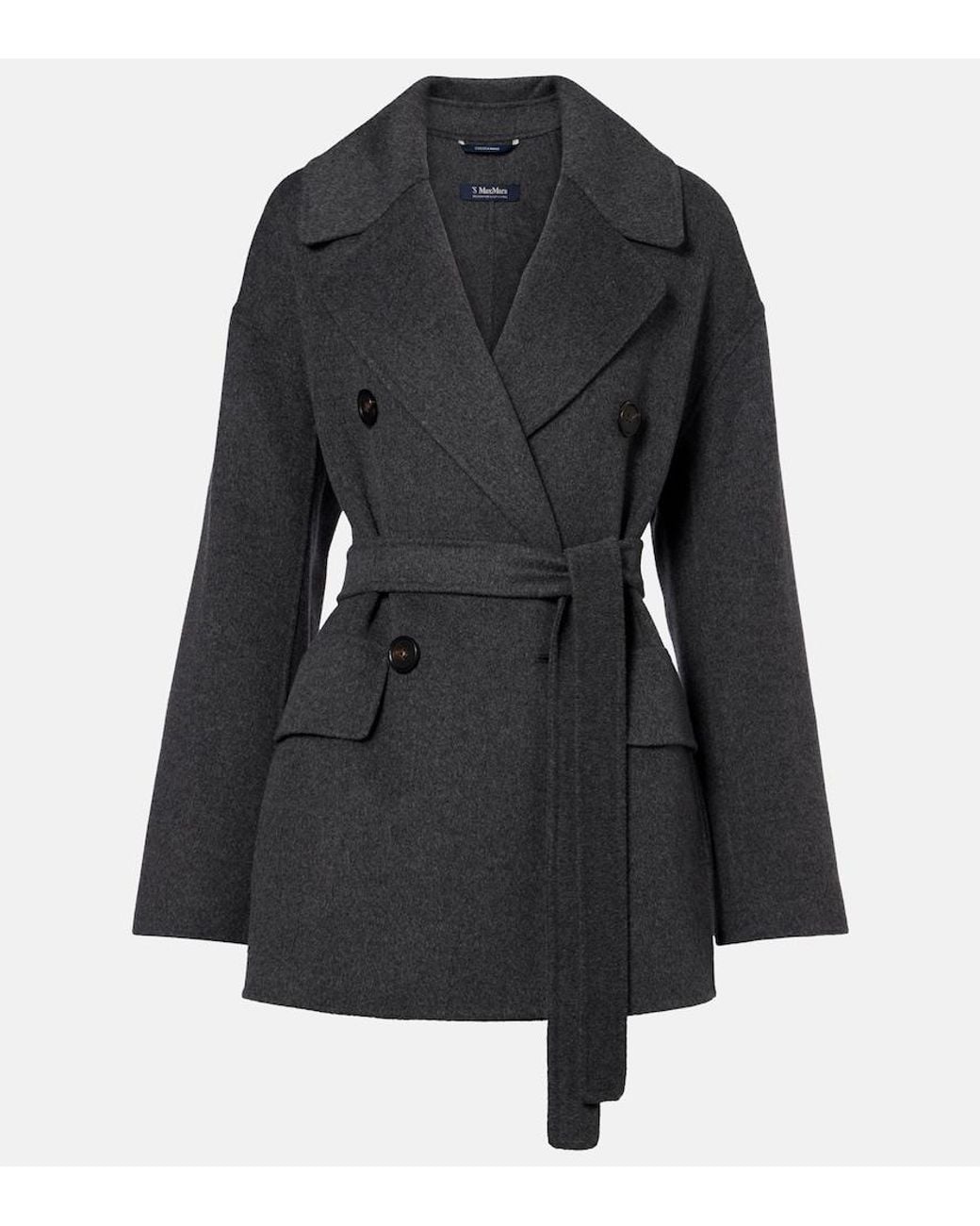 Max Mara Ornella Belted Virgin Wool Coat in Black | Lyst